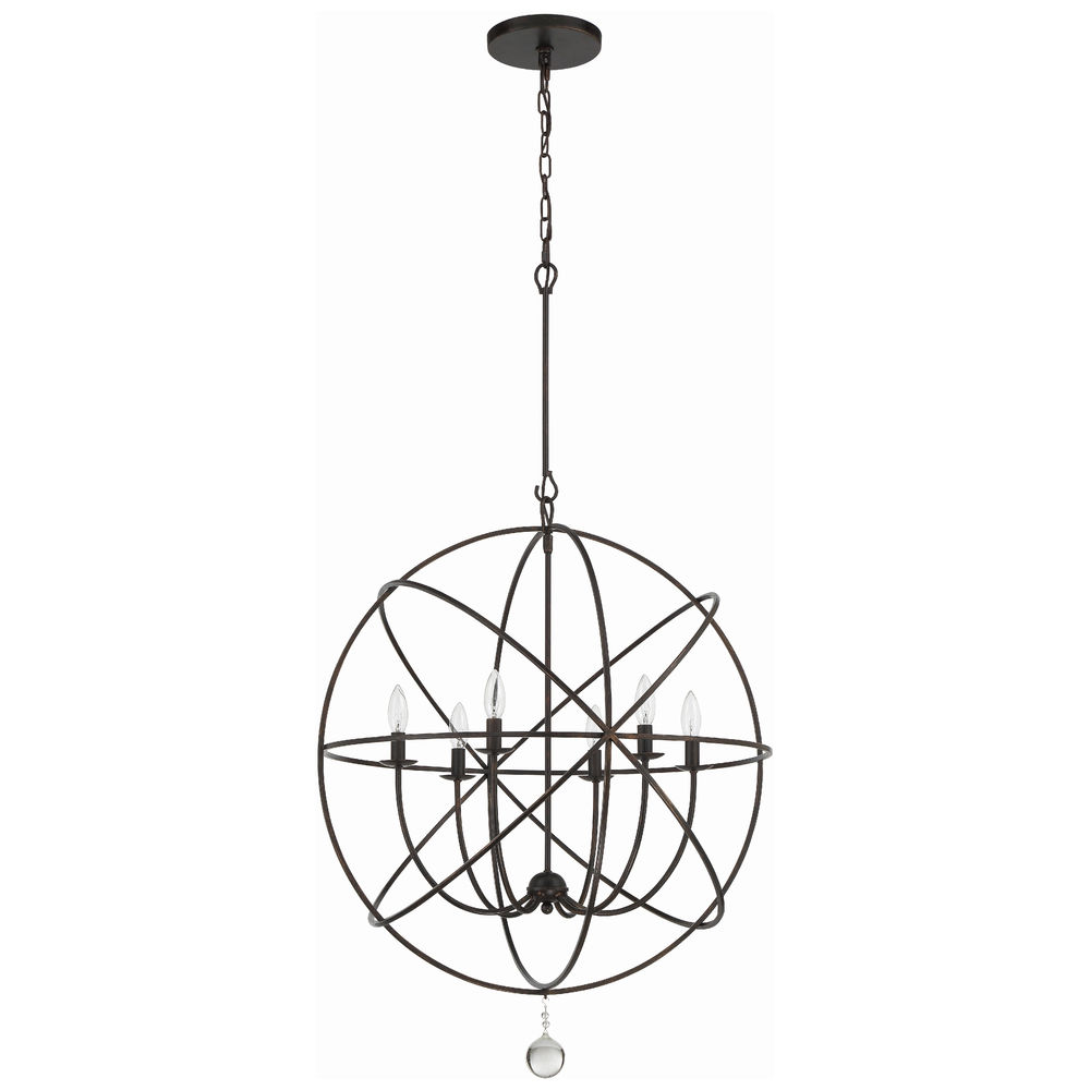 9228-EB Crystorama Solaris 6 Light English Bronze Sphere Chandelier