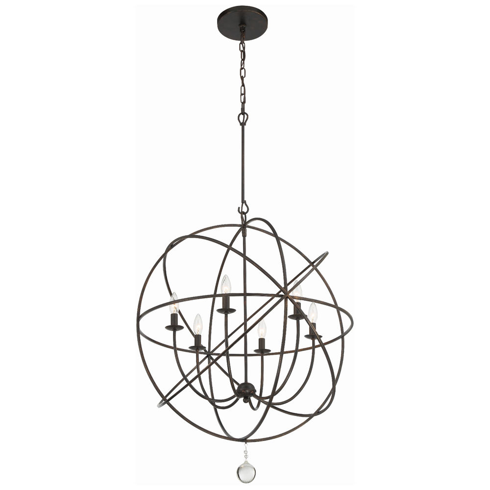 9228-EB Crystorama Solaris 6 Light English Bronze Sphere Chandelier
