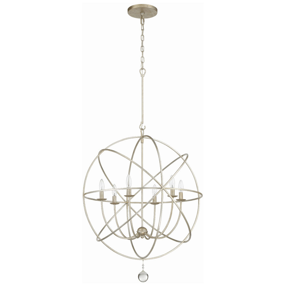 9228-OS Crystorama Solaris 6 Light Olde Silver Sphere Chandelier
