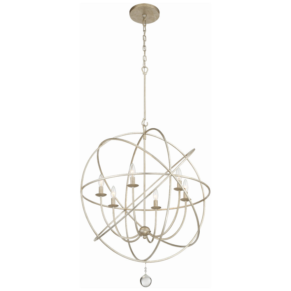 9228-OS Crystorama Solaris 6 Light Olde Silver Sphere Chandelier