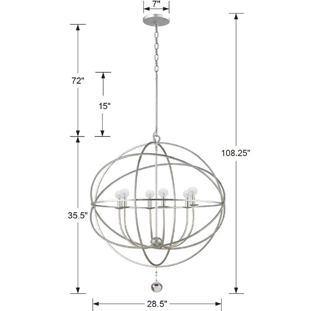 9228-OS Crystorama Solaris 6 Light Olde Silver Sphere Chandelier
