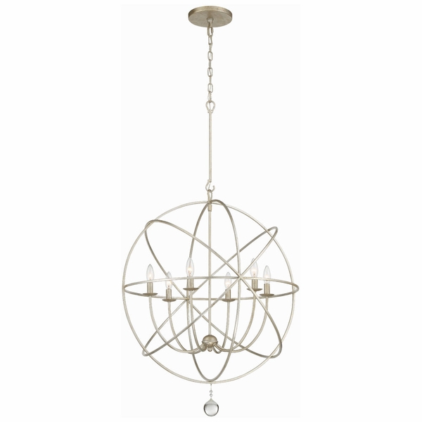 9228-OS Crystorama Solaris 6 Light Olde Silver Sphere Chandelier