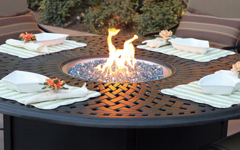 Darlee Elisabeth Six Seat Patio Set with 60" Universal Round Fire Pit ...
