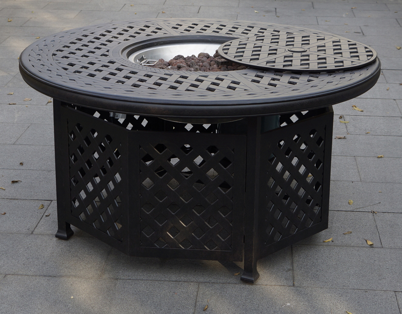 DL30-Q-B Darlee Series 30 Tables 48'' Round Propane Fire Pit Chat Table ...