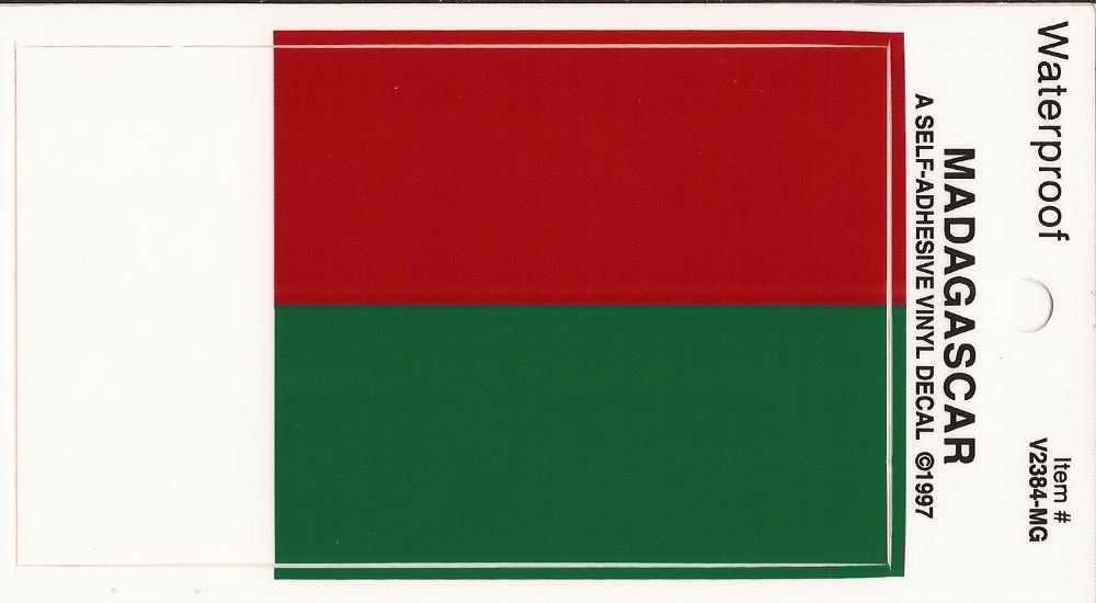 High Quality Wholesale 2 3/8" x 4" Rectangle Madagascar Flag Decal ...