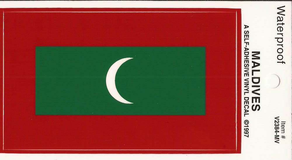 High Quality Wholesale 2 3/8" x 4" Rectangle Maldives Flag Decal, Made ...