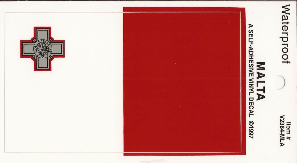 High Quality Wholesale 2 3/8" x 4" Rectangle Malta Flag Decal, Made in ...