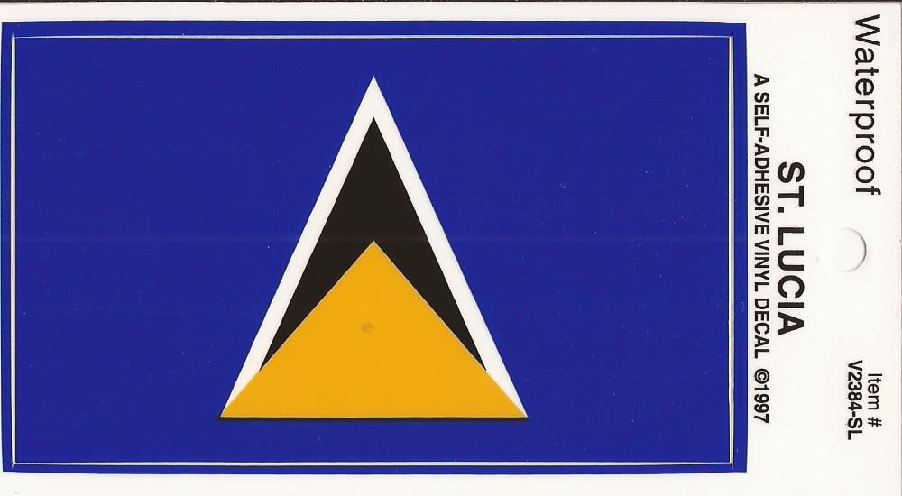 High Quality Wholesale 2 3/8" x 4" Rectangle St Lucia Flag Decal, Made ...