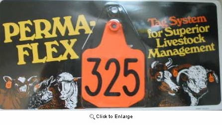Perma Flex Cattle Ear Tags, XL Size,Numbered 25pk,