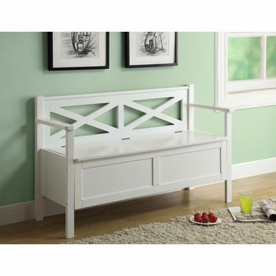 50"L Bench with Storage White Solid Wood - I 4504 - Monarch Furniture