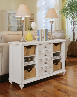 American Drew Camden White Console Table with Baskets - 920-925 ...