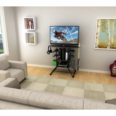 Atlantic Inc. Centipede Game Storage / TV Stand - Black Carbon Fiber ...