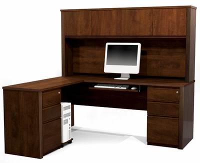 Bestar Prestige + L Shape Desk with Hutch in Chocolate - 99877-1669 ...