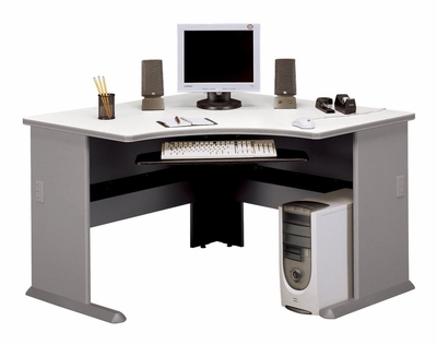 Bush Series A: Pewter Corner Desk - WC14566 - Bush Office Furniture