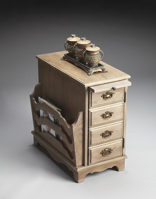 Butler Driftwood Magazine Table With side Rack and a Pull Out Shelf ...