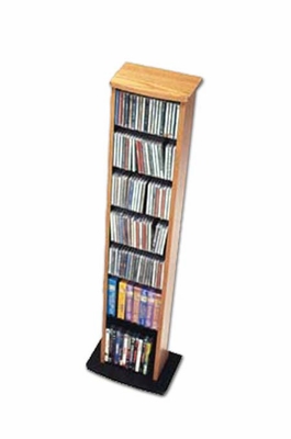 CD Storage Tower - Holds CD / DVD / VHS - Oak - Prepac Furniture