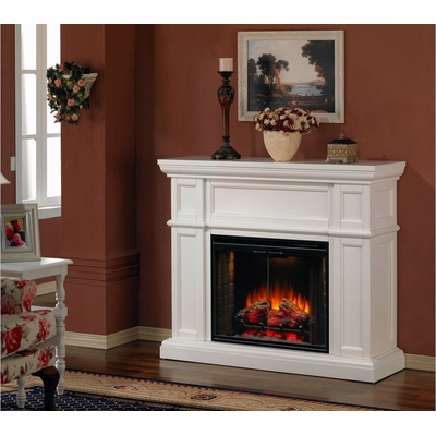 Classic Flame Artesian White Electric Fireplace with Faux Slate ...