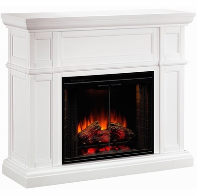 Classic Flame Artesian White Electric Fireplace with Faux Slate ...