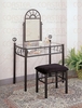 Coaster Wrought Iron Vanity Set in Black - 2438 - 2438 - Coaster Furniture