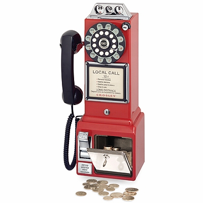 Crosley 1950's Pay Phone with Red Finish - CR56-RE - Crosley Radio
