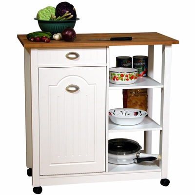 Double Butcher Block Bin in White Finish - 4125-11WH - Venture Horizons