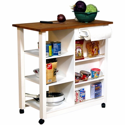 Double Butcher Block Bin in White Finish - 4125-11WH - Venture Horizons