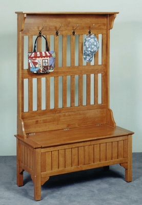 Hall Tree with Storage Bench in Oak - 5649-49 - Homestyles