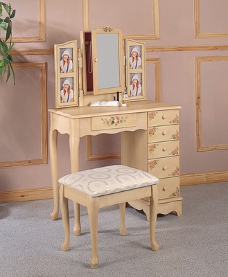 Hand Painted Vanity & Bench Set - 4038 - Coaster Furniture