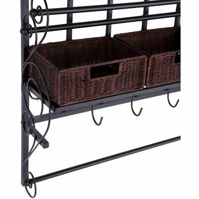 Holly & Martin Olivia Wall Mount Craft Storage Rack with Baskets Black ...