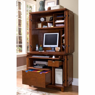 Home Styles Arts and Crafts Compact Computer Cabinet with File Drawer ...