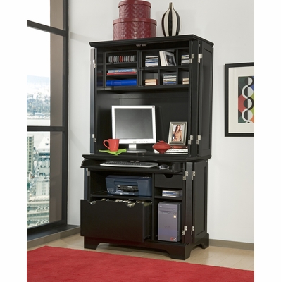 Home Styles Bedford Black Compact Computer Desk & Hutch - 5531-190 ...