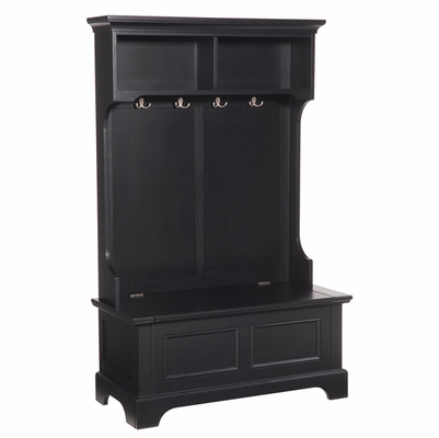 Home Styles Bedford Black Hall Tree with Bench - 5531-49 - Homestyles