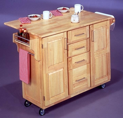 Kitchen Center with Breakfast Bar in Natural Finish - 5089-95 - Homestyles