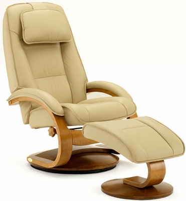 Mac Motion Swivel Recliner with Ottoman - Cobblestone Leather - 52-LO3 ...