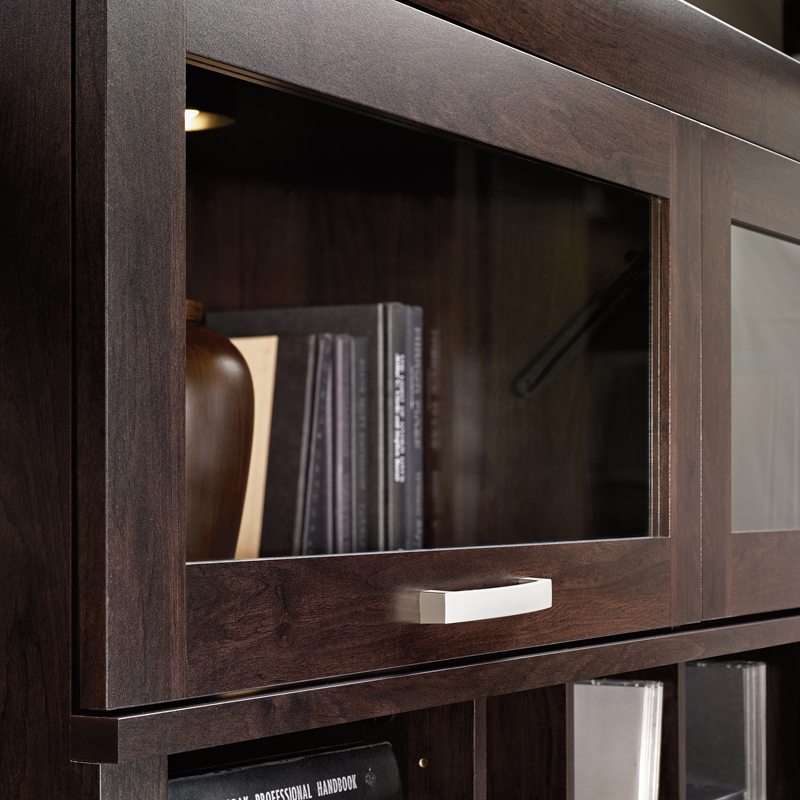 Office Port Hutch with Glass Doors For 408291 Dark Alder 408292 Sauder Furniture