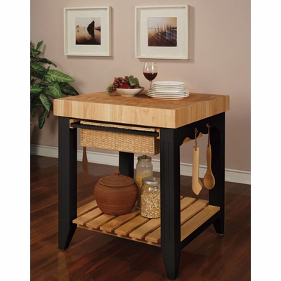 Powell Color Story Butcher Block Kitchen Island Black - 502-416 ...