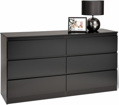 Prepac Avanti Black 6 Drawer Dresser - BDBR-0160-2K - Prepac Furniture