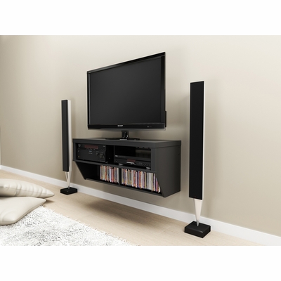 Prepac Black 42" Wide Wall Mounted Entertainment Console - BCAW-0507-1 ...