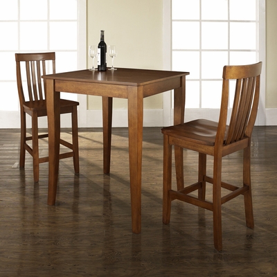 San Diego 3 Piece Cherry Cherry Pub Table with School House Stools ...