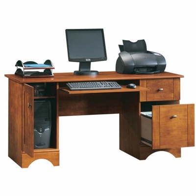 Sauder Computer Desk with Vertical CPU Tower Brushed Maple - 402375 ...
