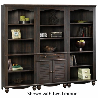Sauder Harbor View Antiqued Paint Library Bookcase with Doors - 401632 ...