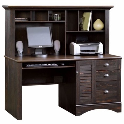 Sauder Harbor View Computer Desk with Hutch Antiqued Paint - 401634 ...
