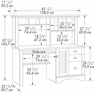 Sauder Harbor View Computer Desk with Hutch Antiqued White - 158034 ...