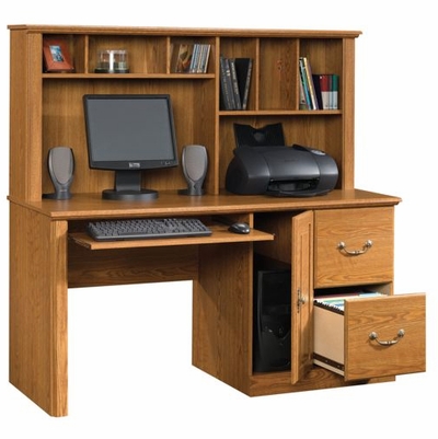 Sauder Orchard Hills Computer Desk with Hutch Carolina Oak - 401354 ...