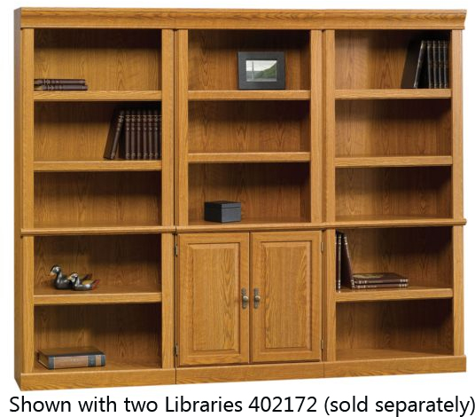 Sauder Orchard Hills Library with Doors Carolina Oak 402173 Sauder Furniture