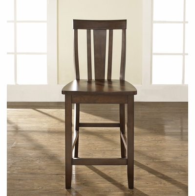 Shield Back Bar Stool - Vintage Mahogany with 24" Seat Height ...
