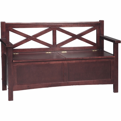 Split Seat Double X Back Storage Bench - 84004T23Z-01-KD-U - Linon Home ...