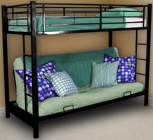 Sunset Twin Over Futon Bunk Bed in Black Walker Edison BTOFBL BTOFBL Walker Edison Furniture