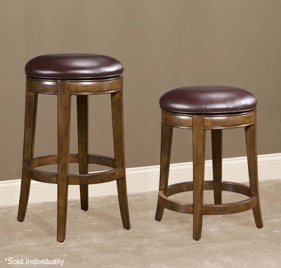 Trevor Backless Swivel Stool Mahogany / Brown Leather - D159-22 - Largo ...