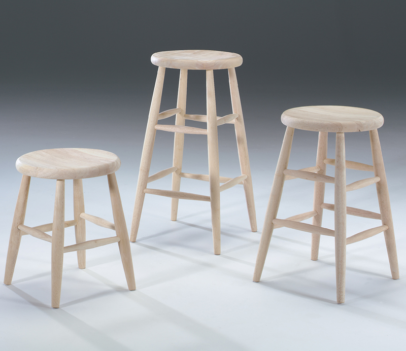 Unfinished Scooped Seat Backless Bar Stool 1S 818 824 830 International Concepts